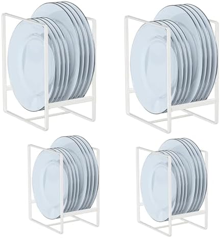 SuQurtom Metal Plate Rack Organiser 4 Pack - Vertical Dish Storage ...