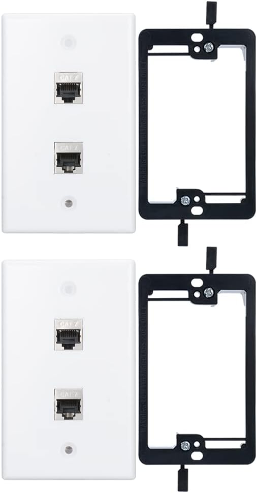 Amazon.com: YOEMELY RJ45 Wall Plate 2 Port, Single Gang Cat7 Wall Plate ...