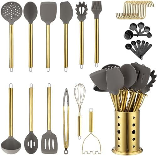 Amazon.com: Gold Cooking Utensils Set, Kyraton Stainless Steel 37 ...