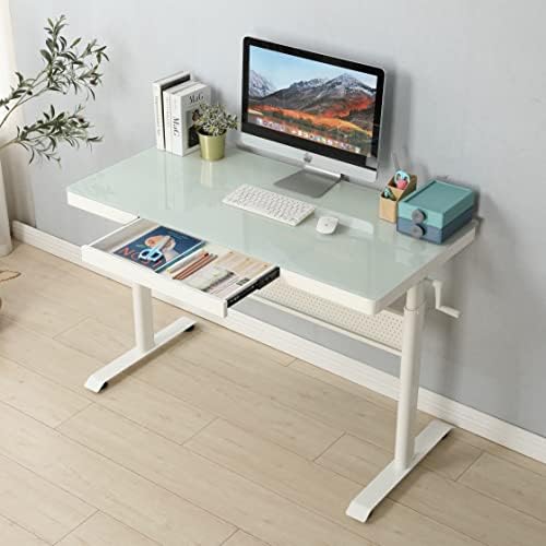 Amazon.com: Glass Standing Desk with Drawer, 48 × 24 Inch Adjustable ...