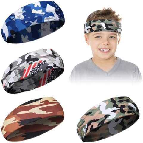 Civaner 4 Pieces Kids Sports Headbands Athletic Sweatbands Headband ...