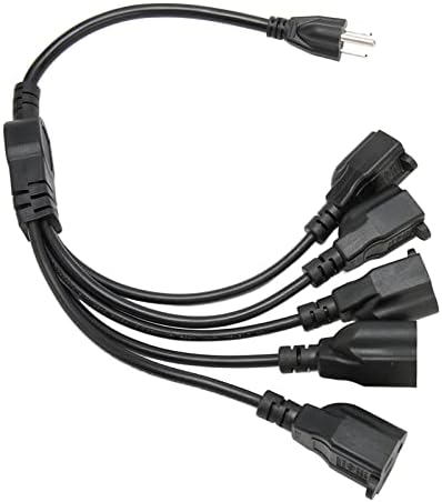 Amazon.com: 5 Way Power Cord Splitter, 3 Prong 1 to 5 Outlet Power Cord ...