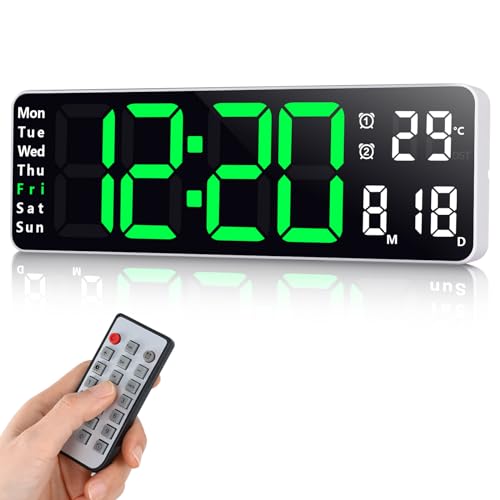 Koolertron Digital Wall Clock, 13-inch Large Display, LED Digital Clock ...