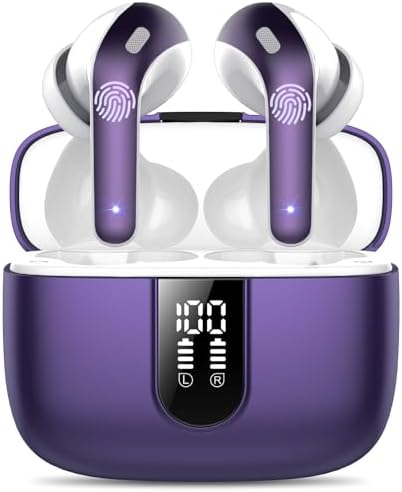 Purple Blue Tooth Ear Buds Wireless Bluetooth Earbuds for iPhone ...
