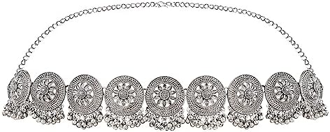 Buy I Jewels Ethnic Silver Oxidised Traditional Embellished With ...