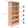 Amazon.com: Handcrafted Solid Pine Wood Bookshelf with 5 Adjustable ...