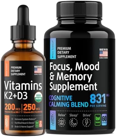 Amazon.com: S RAW SCIENCE Vitamin K2+D3 Drops + Focus & Memory Capsules ...