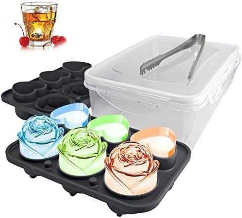 Amazon.com: Aidacom Rose Heart Ice Cube Tray with Lid and Bin, Large ...