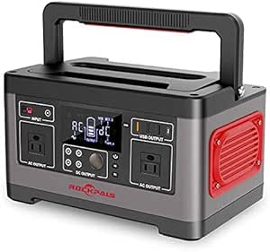 Amazon.com: ROCKPALS Portable Power Station 500W, 520Wh CPAP Backup Lithium Battery Solar ...