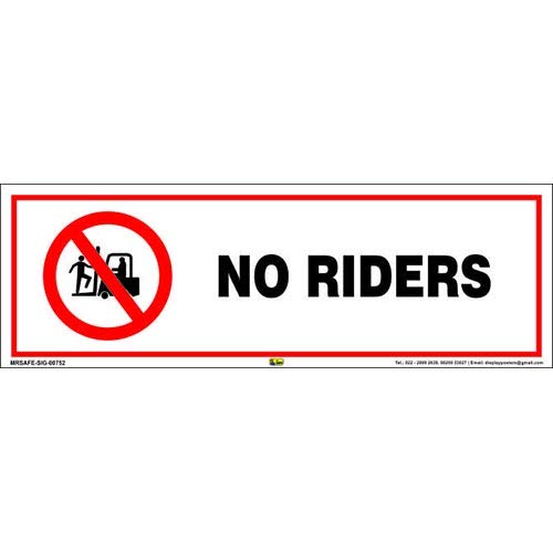Mr. Safe - No Riders Sign Hard Plastic Lamination (12 Inch X 4 Inch ...