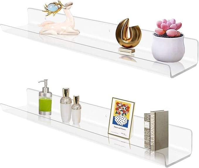 PRIBOX Acrylic Floating Shelves Versatile Wall Storage Solution for ...