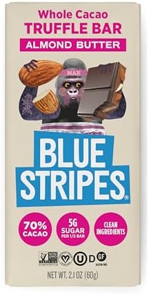 Amazon.com : Blue Stripes - Almond Butter Whole Cacao Truffle Chocolate ...
