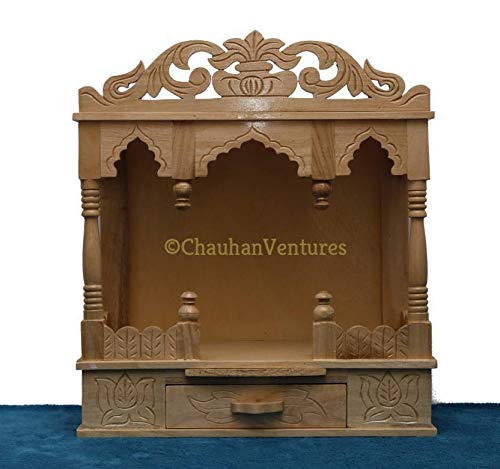 ChauhanVentures Sevan Wood Open Front 4-Pillar Pooja Mandir/Ganesh ...