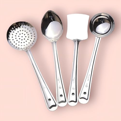 Buy IKIGAI Stainless Steel Kitchen Tools 4 Piece Set of Ladle (Karchhi ...