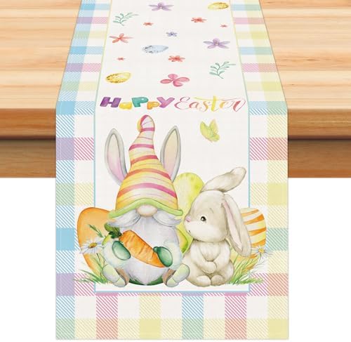 Amazon.com: ARKENY Easter Table Runner 13x72 Inches, Bunny Rabbit Hello ...