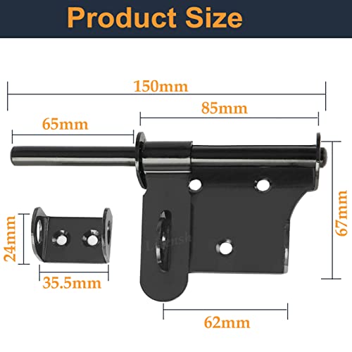 Litensh Slide Gate Latch Bolt Lock with Padlock Hole, Heavy Duty Fence ...