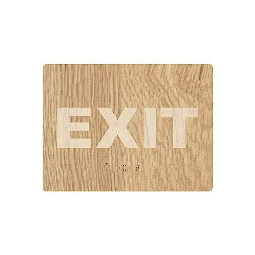Amazon.com: Modern Office Wood Exit Sign (6"x8" with Braille, Natural ...