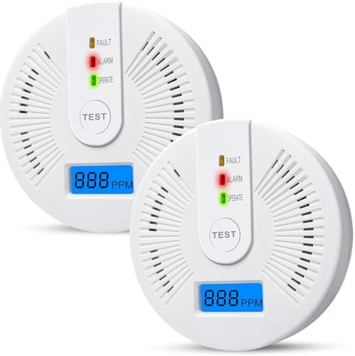 Carbon Monoxide Detector 2Pack,CO Gas Monitor Alarm Detector,CO Sensor ...