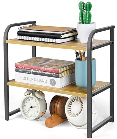 Amazon.com: Desktop Organizer Shelf, 1-2 Tier Organizer Storage Shelf ...