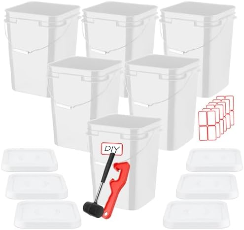 Amazon.com: CAMATET 5 Gallon Bucket with Lid, Square Food Grade Plastic ...