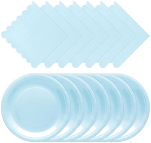 Amazon.com: JarThenaAMCS 100Pcs Light Blue Paper Plates and Napkins 50 ...