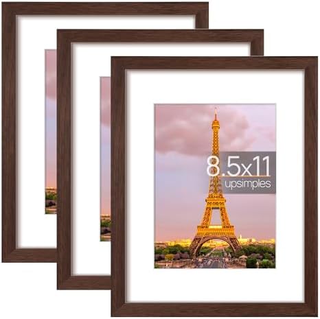 Amazon.com - upsimples 8.5x11 Picture Frame Set of 3, Made of High Definition Glass for 6x8 with ...