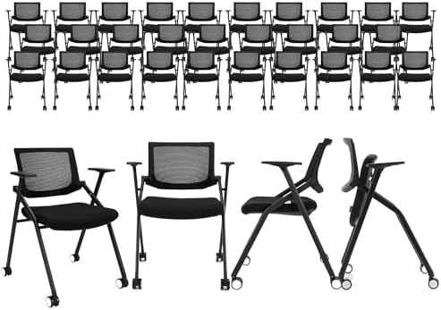 Amazon.com: 30 Pack Stackable Conference Room Chairs with Wheels and ...
