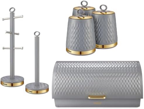 Tower Empire Kitchen Storage Set. Bread Bin, Set of 3 Tea, Coffee ...