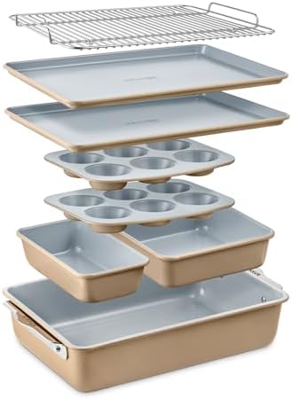 Amazon.com: Bakken 8-Piece Stackable Bakeware Set - Ceramic Non-Stick ...