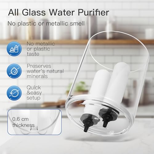 FACHIOO All Glass Gravity-fed Water Filter System, 2.25-Gallon All ...