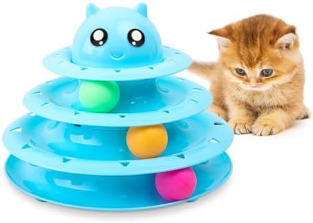 Vealind Pet Interactive Fun Roller Exerciser 3 Level Cat Teaser Ball ...