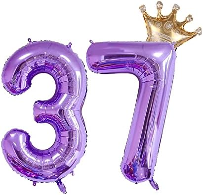 Amazon.com: Purple 37 Number Balloon 32 inch Jumbo Foil Balloons with ...