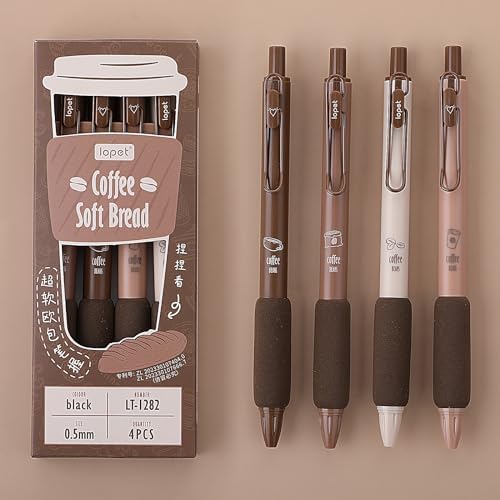 Amazon.com: Mabor 4Pcs Coffee Pens, Cute Gel Retractable Quick Dry Ink ...