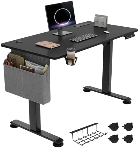 YITAHOME Electric Standing Desk, Height Adjustable Stand Up Desk Table 120x60x(72-120) cm with ...
