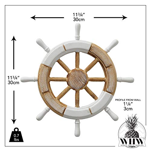 WHW Whole House Worlds Ship's Wheel, Nautical Decor, Circular Wood ...