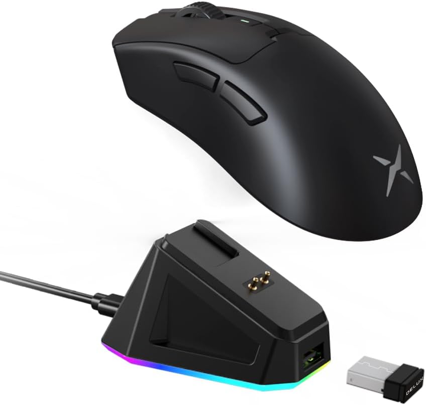DeLUX M500 PRO Mouse Gamer Ergonômico sem Fio, Taxa de Polling de ...