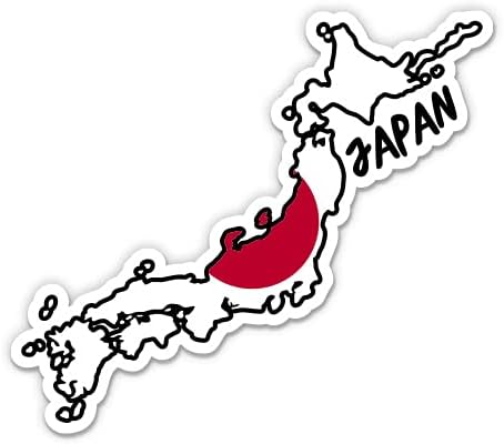 Amazon.com - Squiddy Japan Map with Flag - Vinyl Sticker Decal for ...