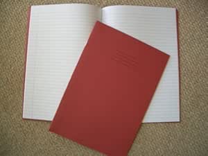 Amazon.com : A4 School Exercise Book Feint Ruled (8mm) Margined Red 64 ...