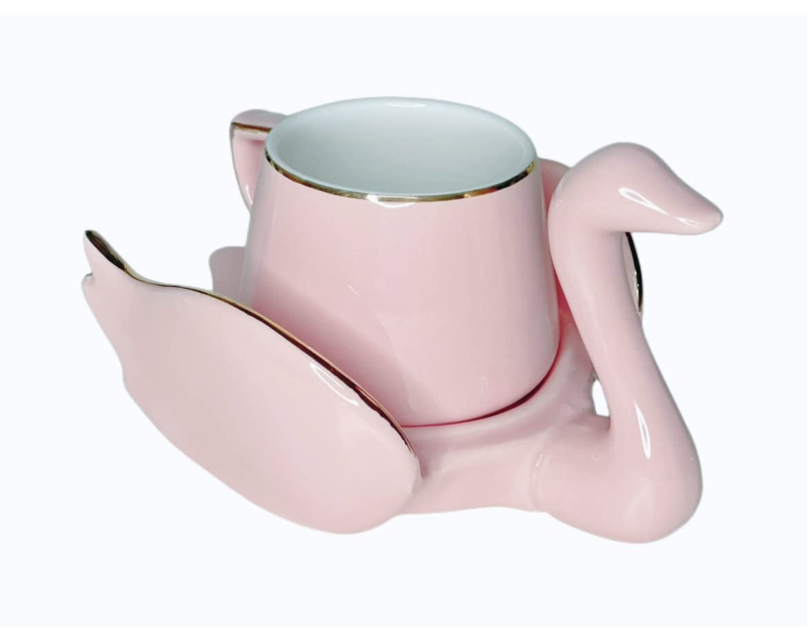 Swan shaped Tea set includes 1pc Mug and 1pc Saucer Expresso Mug Teacup ...