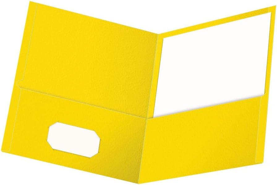 Oxford Twin-Pocket Folders, Textured Paper, Letter Size, Yellow, Holds ...