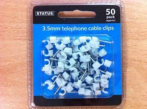 Status 3.5mm White Round Telephone Cable Clips - Pack of 50 : Amazon.co ...
