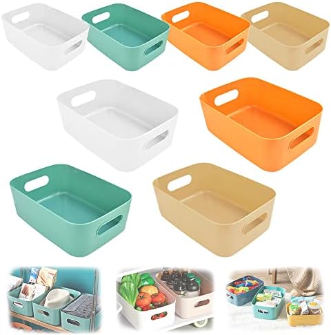 CAEEKER 8 PCS Plastic Storage Boxes 4 Colors Small Storage Baskets ...