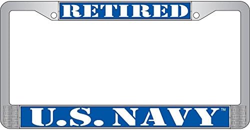 Amazon.com: U.S. Navy Retired Chrome License Plate Frame : Automotive