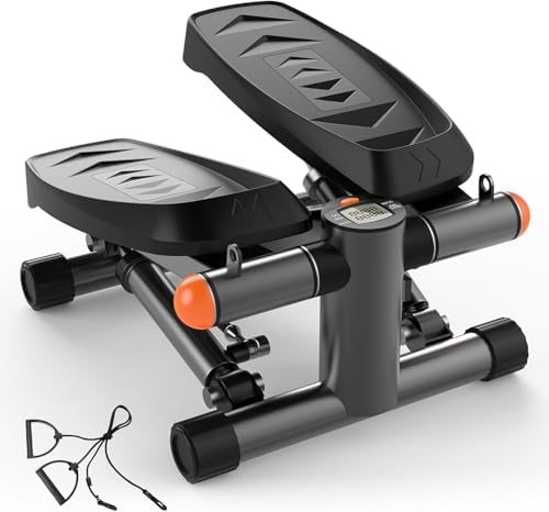 Steppers for Exercise, Air-Powered Mini Steppers with Resistance Bands ...