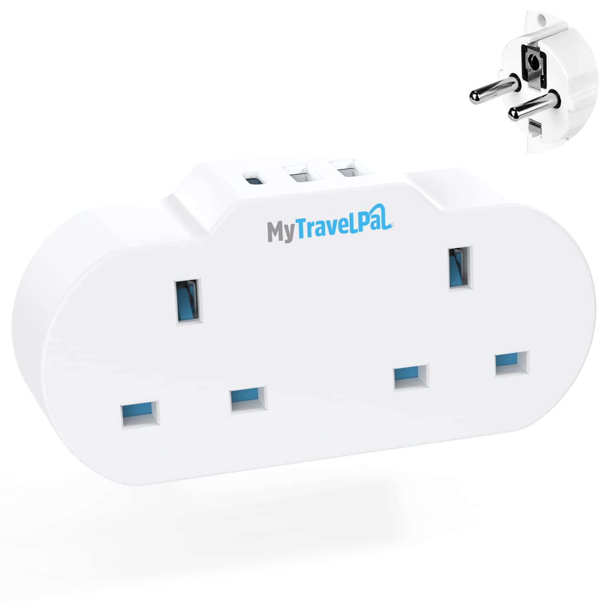 MyTravelPal UK to Europe Travel Adapter With USB & USB-C | 2 Way ...