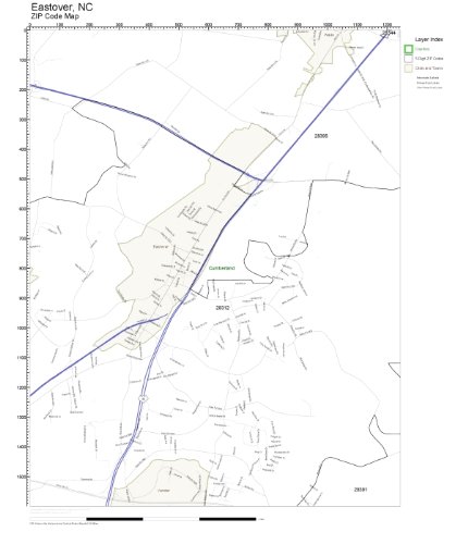 ZIP Code Wall Map of Eastover, NC ZIP Code Map Not Laminated: Amazon ...