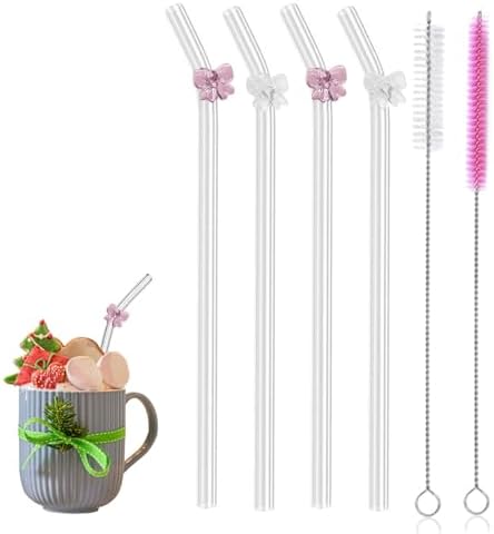 Amazon.com: Glass Straws Shatter Resistant with Fruit Charms - Reusable ...