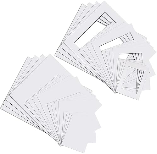 32 Pieces Picture Mats, 4 Sizes White Picture Mat Boards for Frames ...