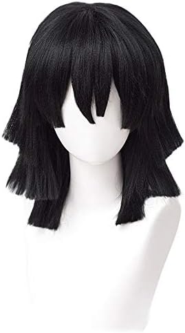 Amazon.com: SL Black Cosplay Wigs with Bangs Anime Wigs for Obanai ...