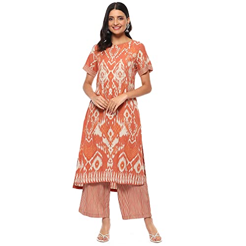 Buy BIBA Women's Orange Rayon Straight Printed 2 Piece Set at Amazon.in